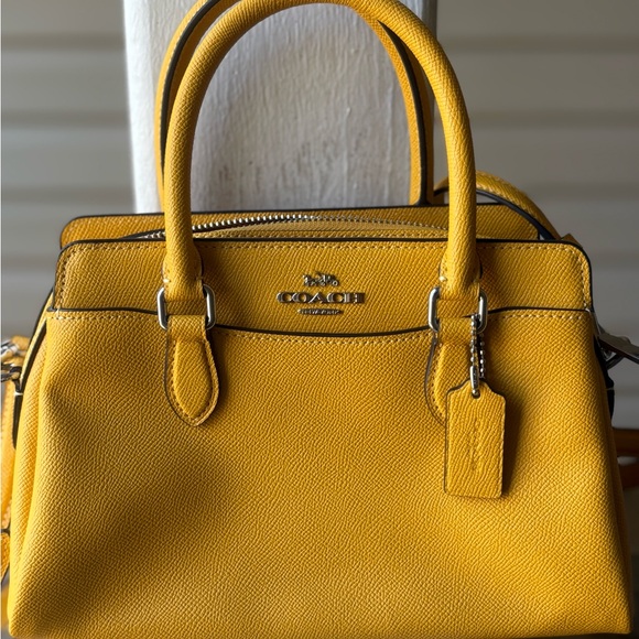 Coach | Bags | Coach Yellow Satchel With Gold Hardware And Structured ...
